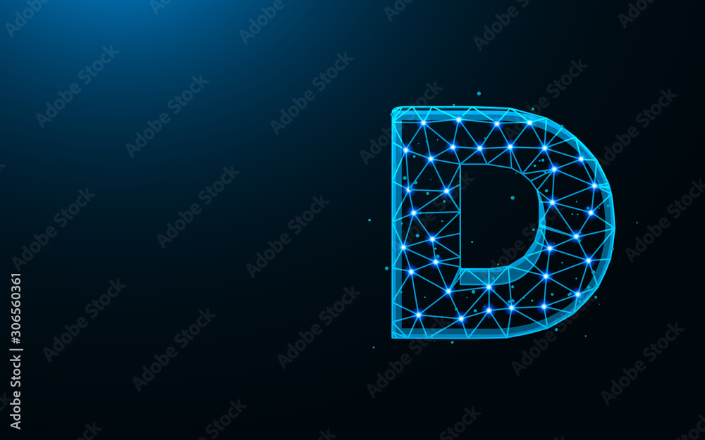 Letter D low poly design, alphabet abstract geometric image, font ...