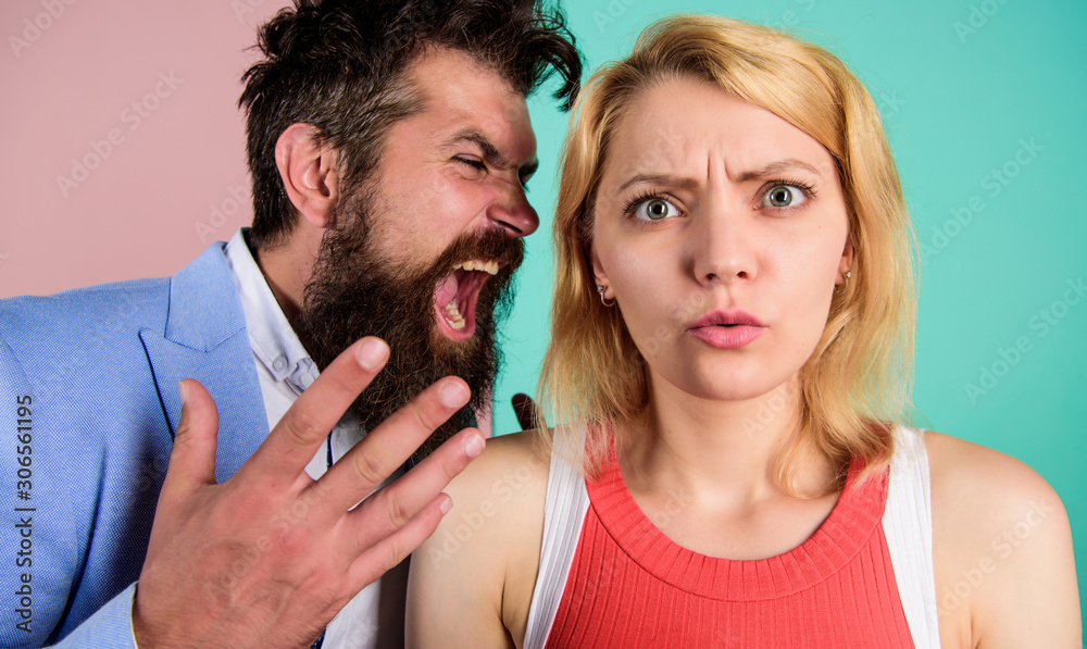 man shout on woman. problems in relationship. bad family relations ...