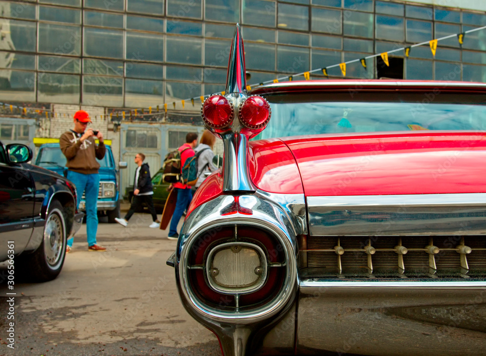 Classical American Vintage car. Back light detail. Stock Photo | Adobe ...