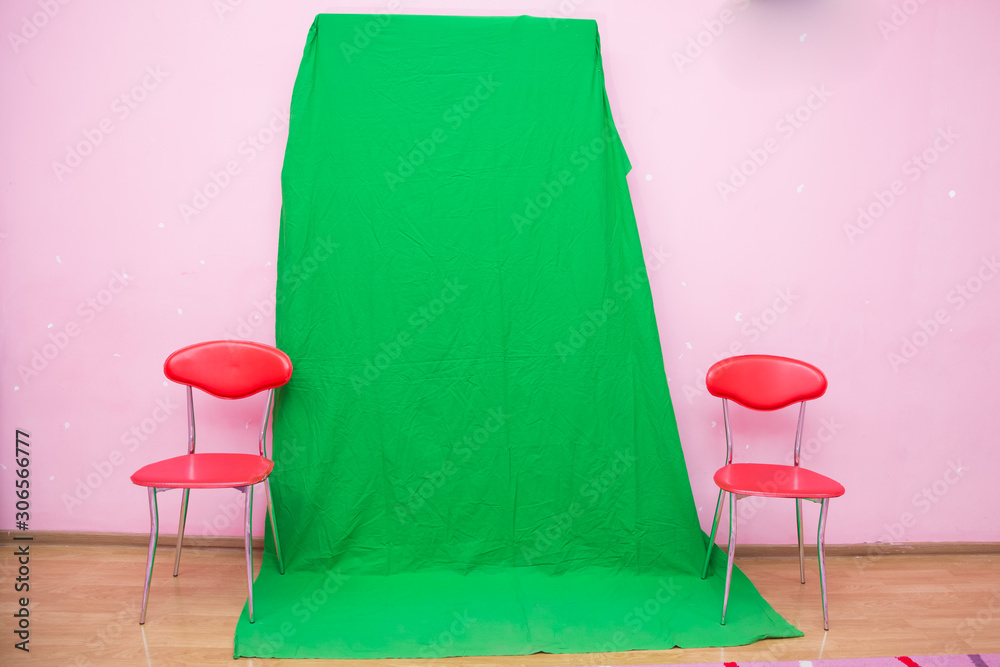 Big green background for added special effects in post production.Green ...