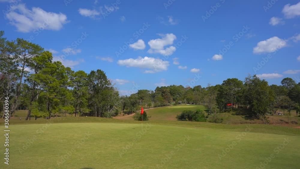 Flag golf in golf course, beautiful fair way and layout for golfer ...