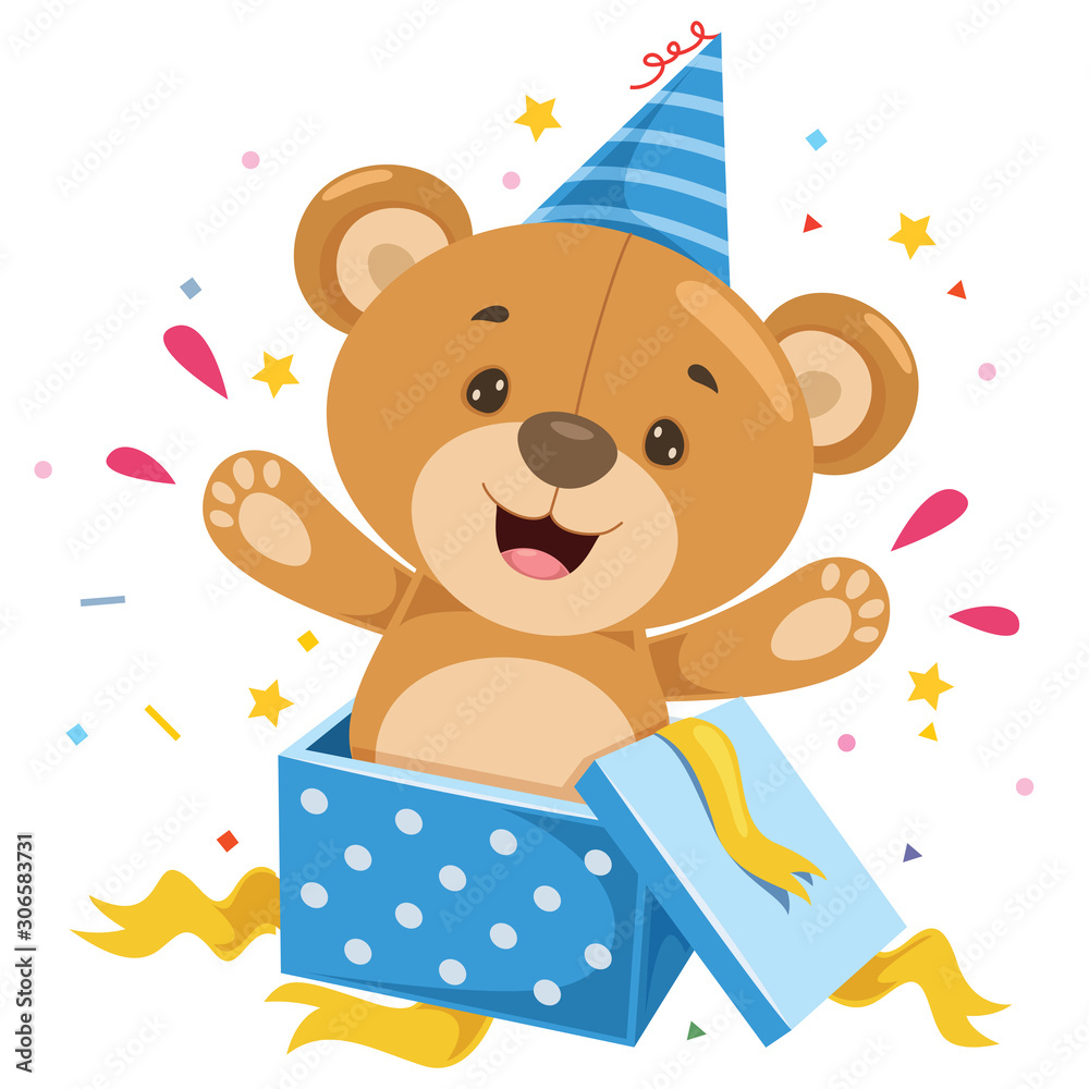 Little Funny Teddy Bear Cartoon Stock Vector | Adobe Stock