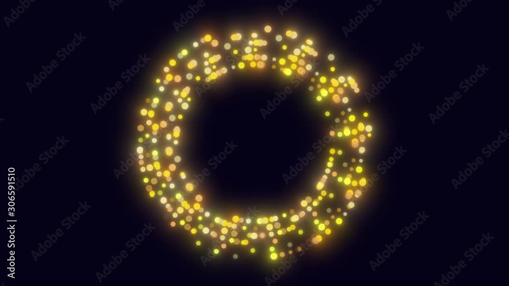 Animated round frame of Golden yellow glowing circles.Looped footage ...