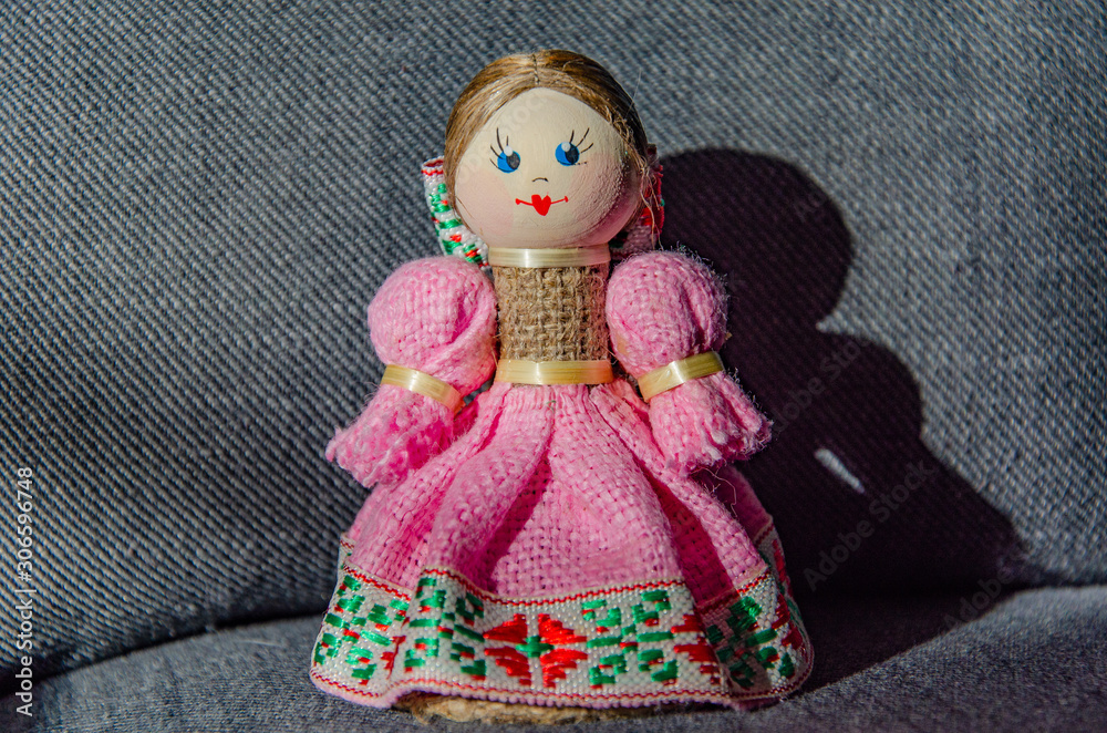 Doll form slavic culture with traditional embroidery. Souvenir from ...