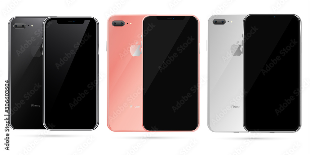 silver, gold and black smartphone of the new generation in high detail ...