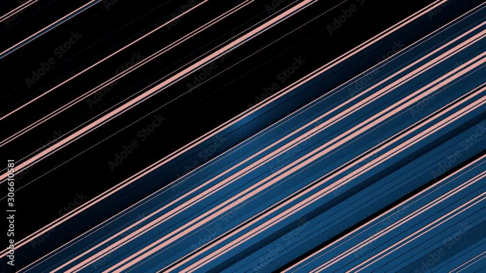 CGI animation of thin diagonal blue strips. Smooth motion. Light moving ...