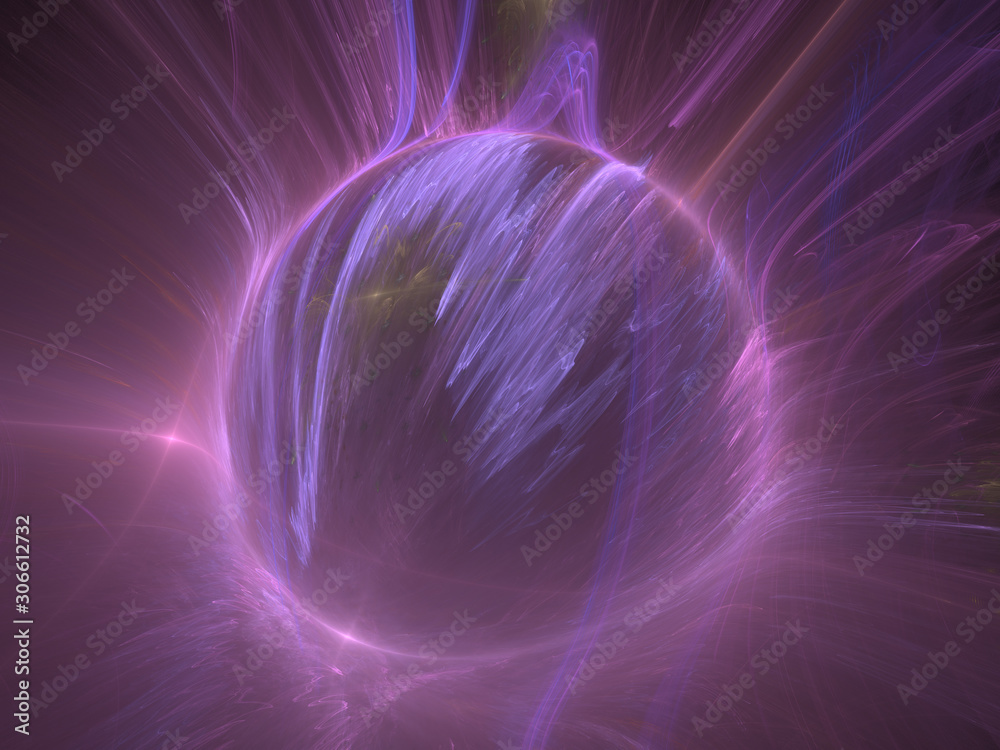 Abstract Spherical Shape 3D Illustration - Colorful patterns of light ...