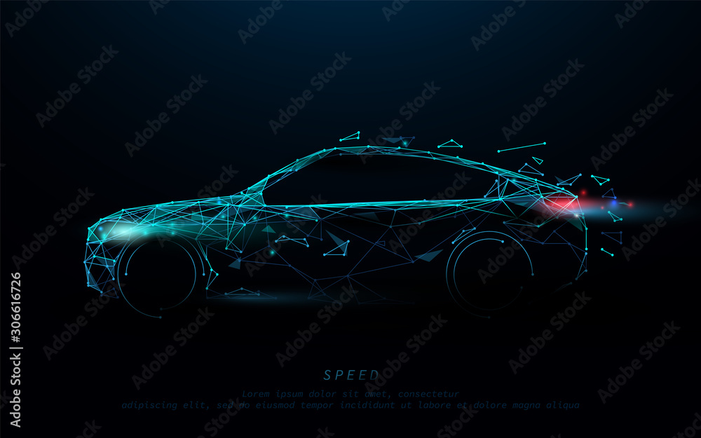 Abstract futuristic high speed sports car. Car logo form lines ...