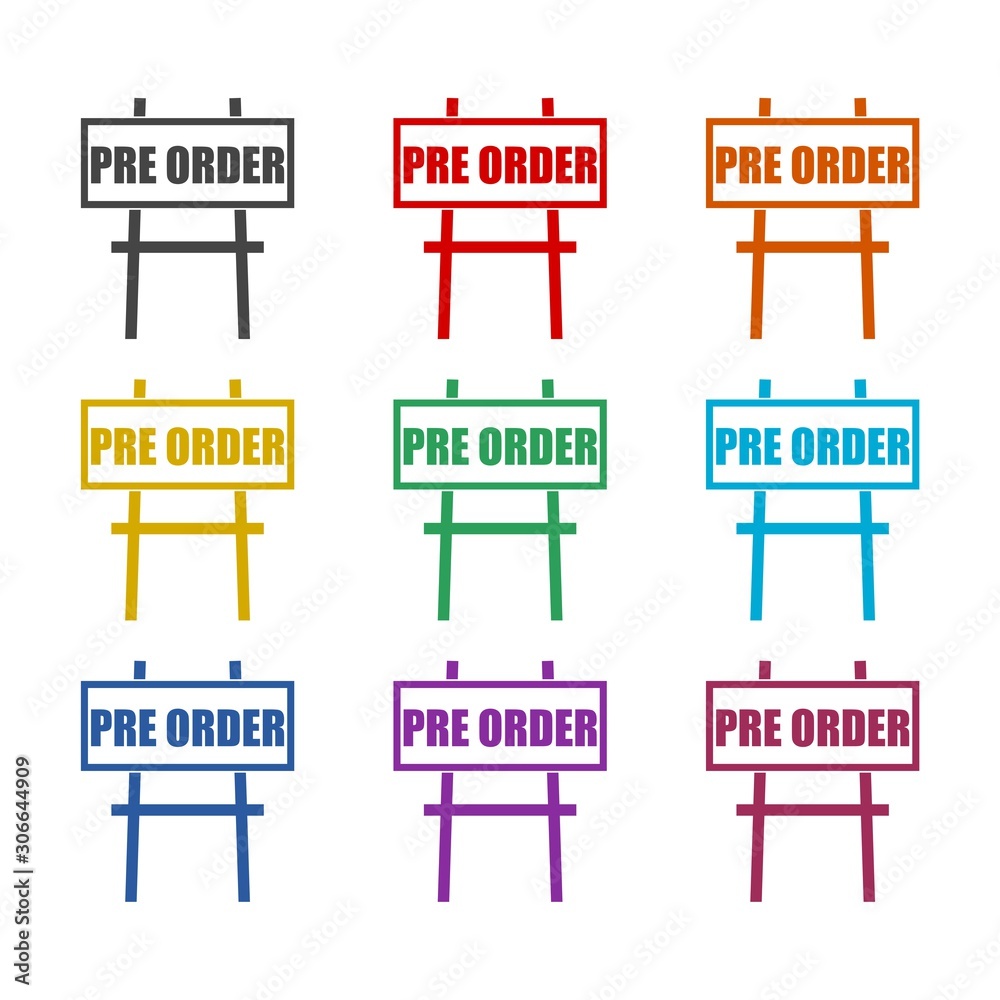 Pre order color icon set isolated on white background Stock ...