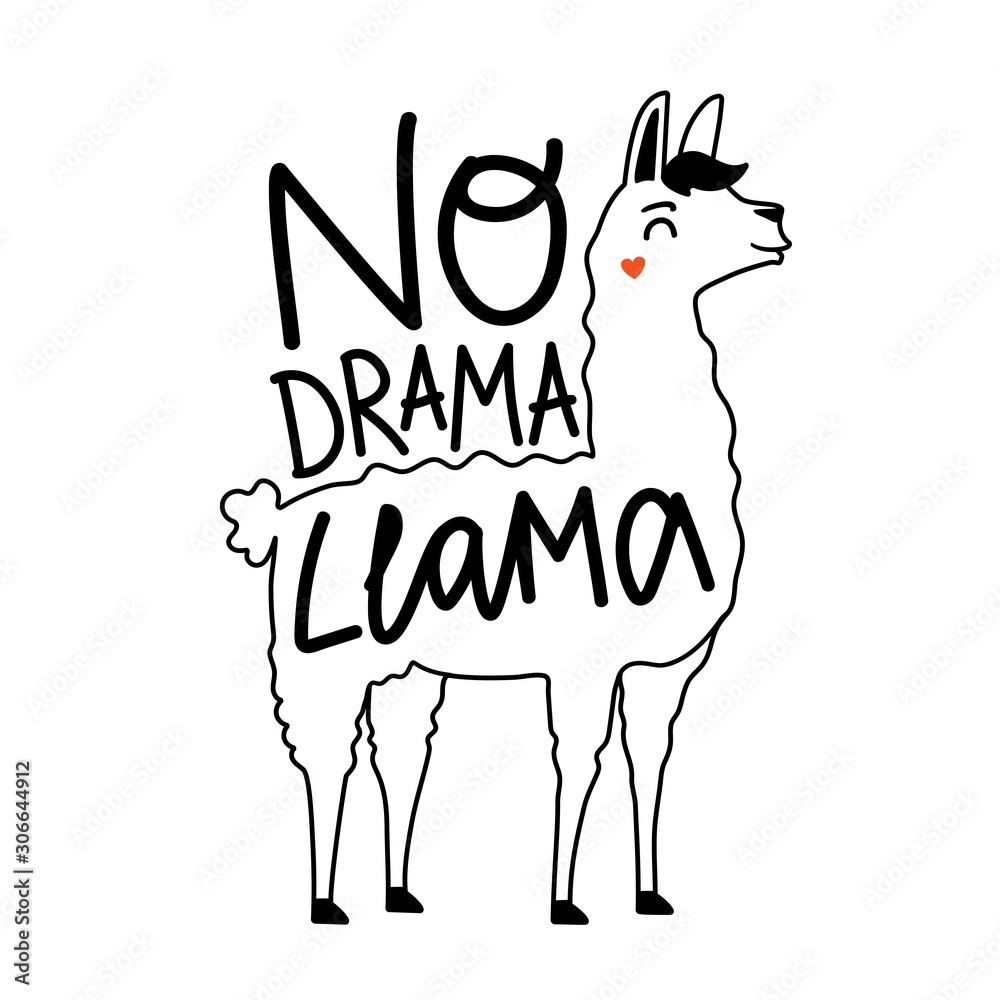 Vector illustration with smiling doodle style drawing llama and ...