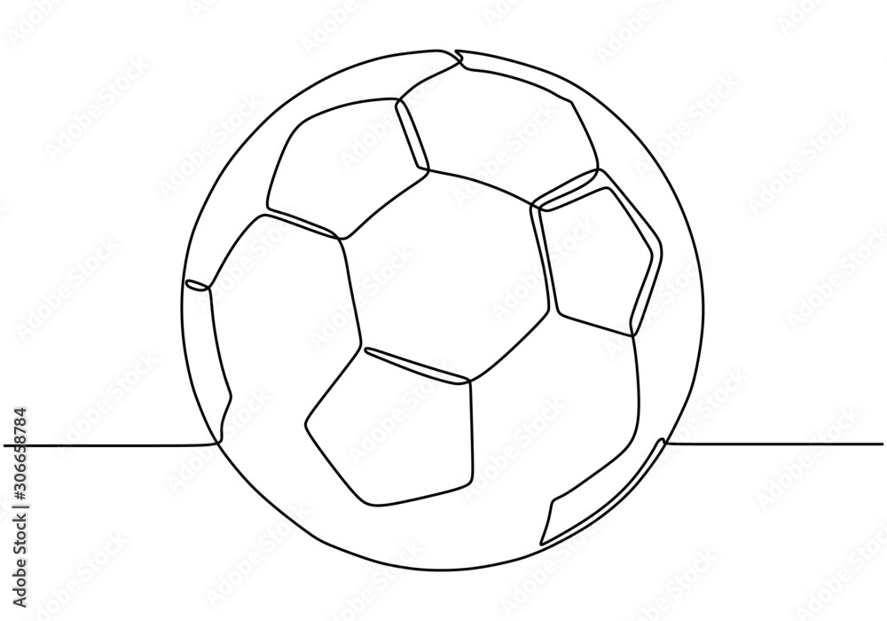 Continuous one line drawing of football or soccer ball minimalism ...