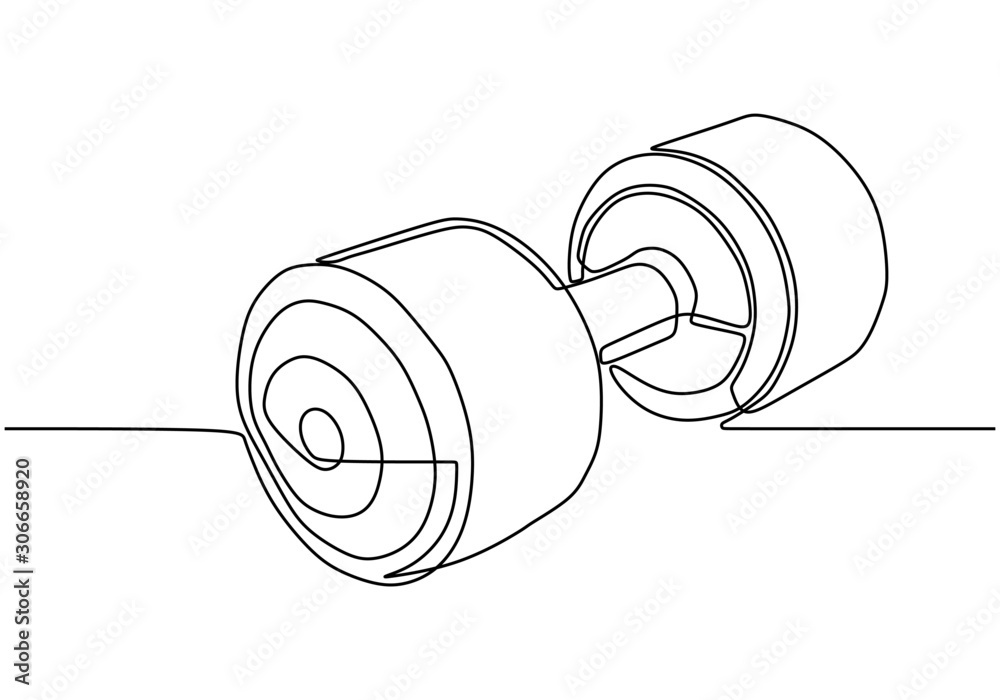 Continuous one line drawing of barbell or dumbbell Stock Vector | Adobe ...