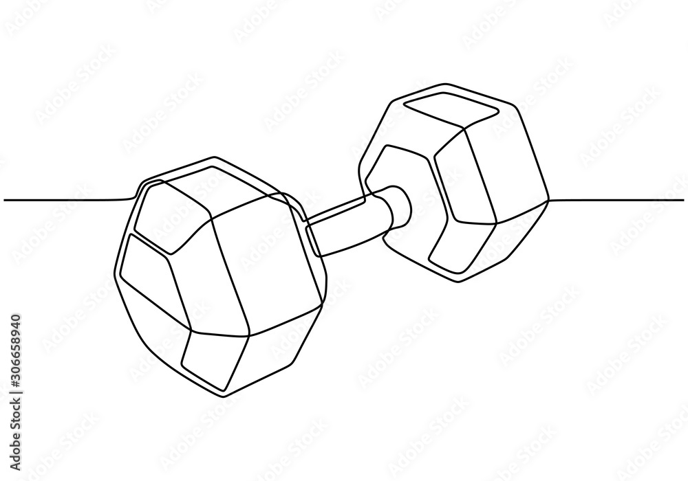 Continuous one line drawing of dumbbell Stock Vector | Adobe Stock