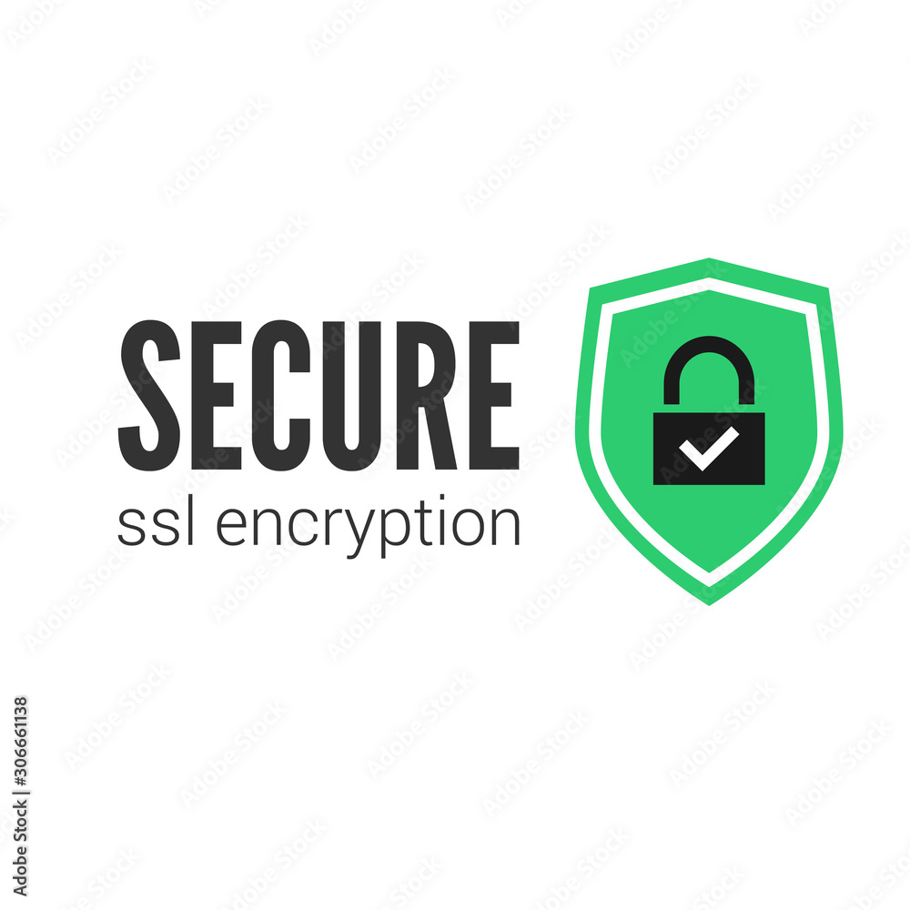 Secure connection icon vector illustration isolated, flat style secured ...