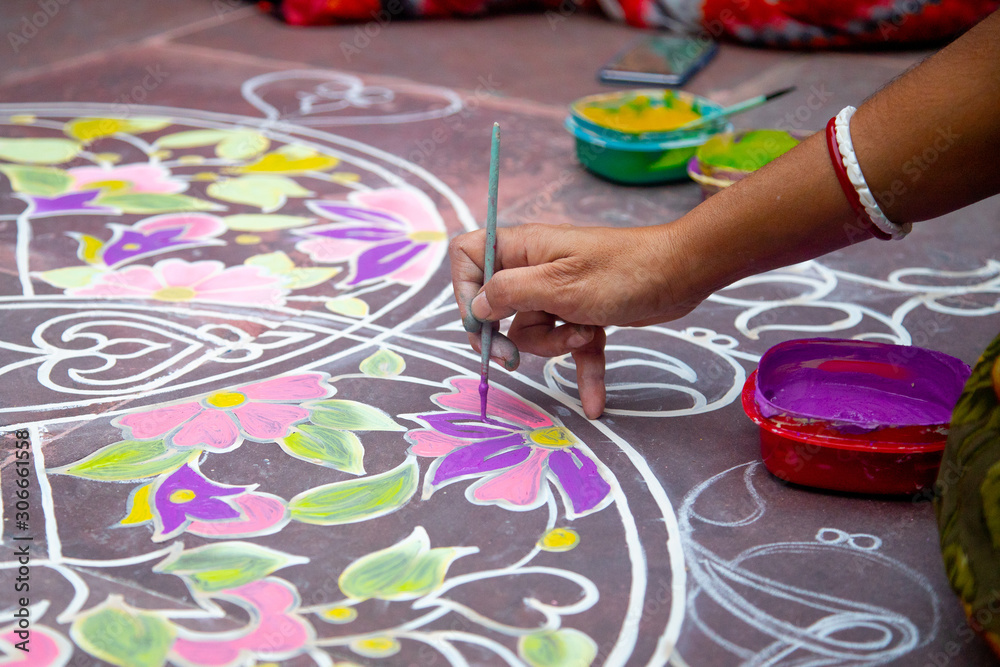 Rangoli- an Indian traditional power drawing. Indian traditional ...