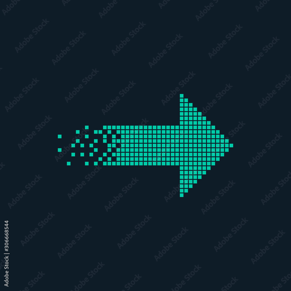 Pixel art design of the arrow logo isolated on white background. Vector ...