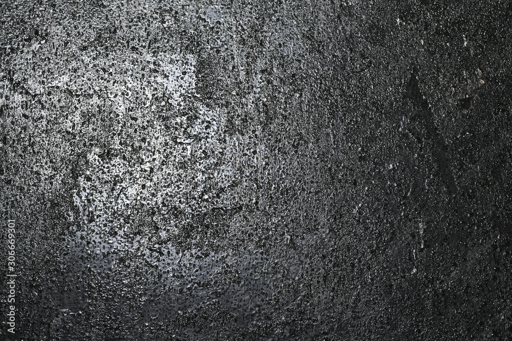 Point texture of black metal. Painted metal panel. Smudges and stain ...