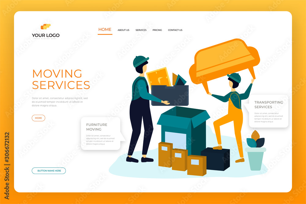 Moving Service Landing Page Design Template. Relocation, delivery ...