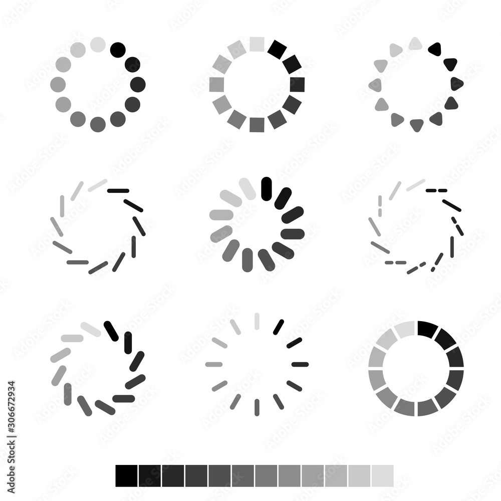 Loading icons collection. Set of signs for loading bar Stock Vector ...