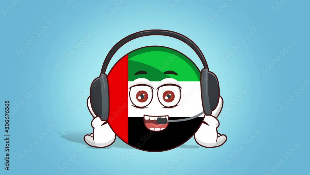 Cartoon Icon Flag UAE United Arab Emirates Face Animation with luma ...
