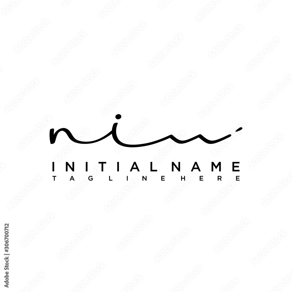 Initial letter NI Signature handwriting Logo Vector Stock Vector ...