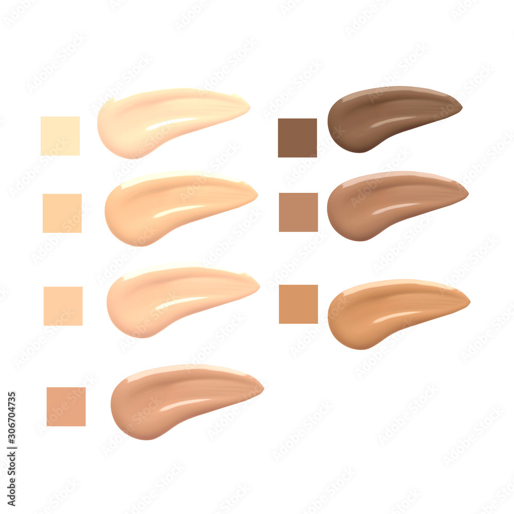 Foto de Cosmetic Foundation of different skin tones. Isolate for ...