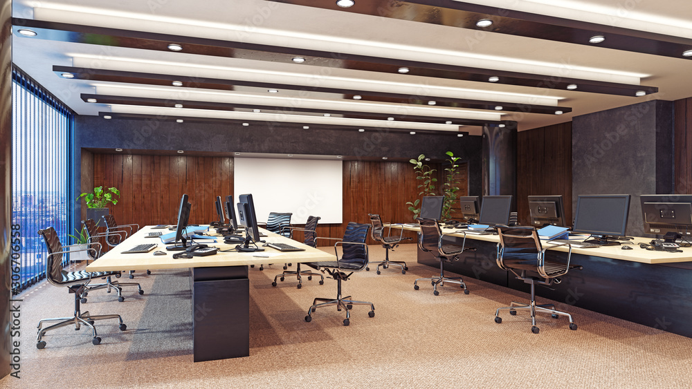 Modern office interior design Stock Illustration | Adobe Stock
