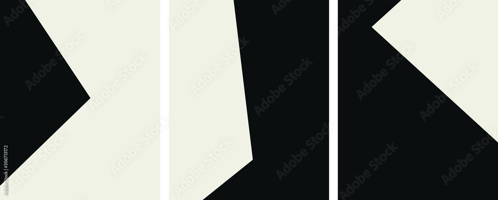 black and white minimalist template set, posters abstract geometric art ...