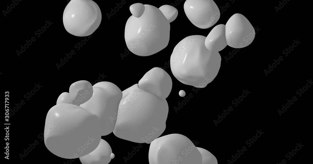 3d abstract white metaball subdividing and multiplying in front of a ...