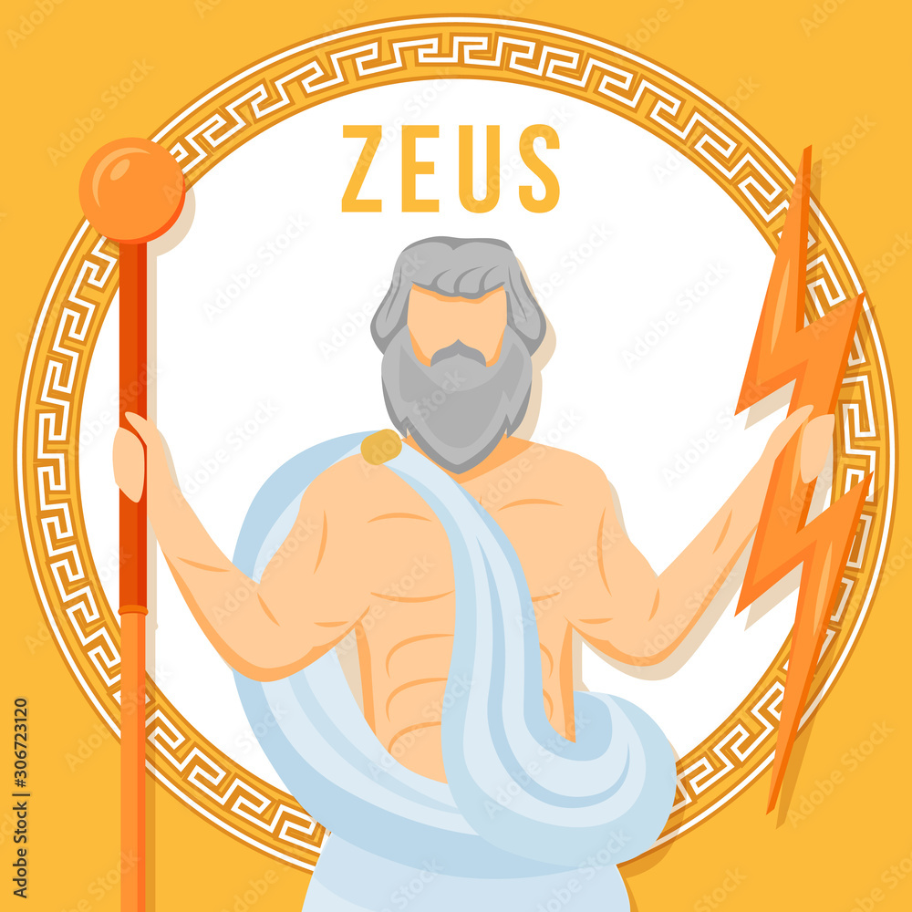 Zeus orange social media post mockup. Ancient Greek god. Mythological ...