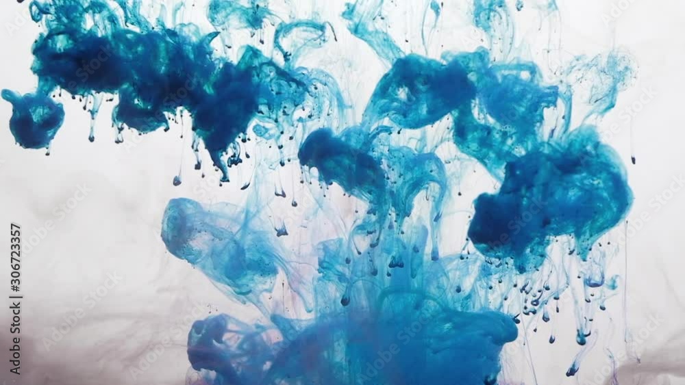 Vidéo Stock Ink drops intro. Water splash. Blue fume motion on white ...