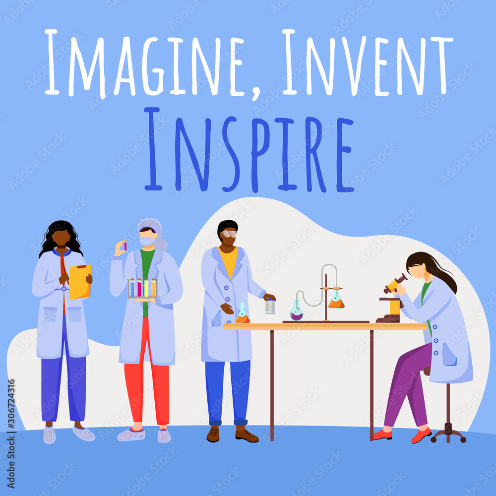 Vetor de Imagine, invent, inspire social media post mockup. Experiments ...