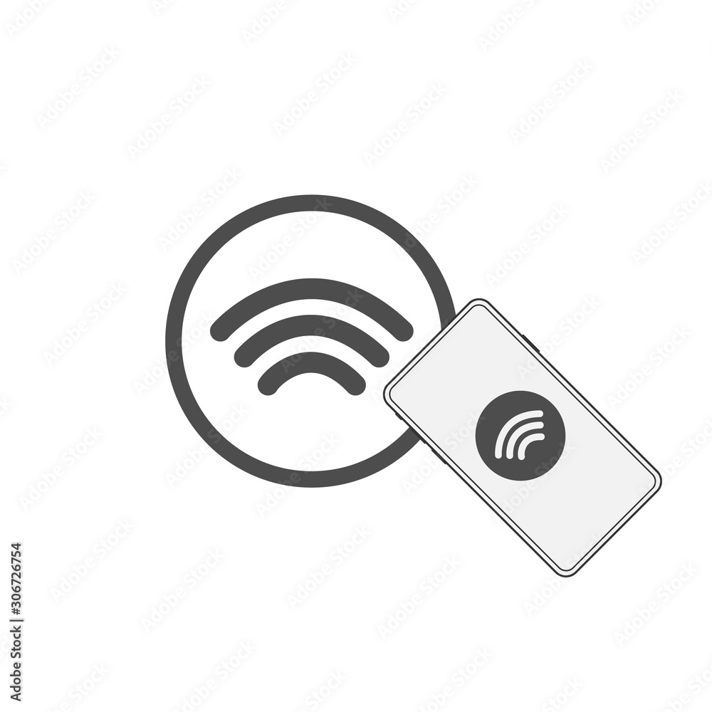 Contactless NFC wireless pay sign logo. Credit card nfc payment vector ...