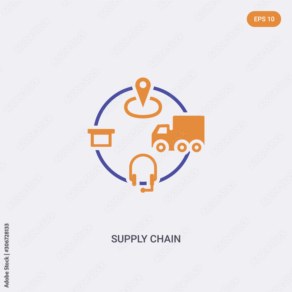 2 color supply chain concept vector icon. isolated two color supply ...