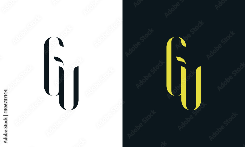 Abstract line art letter GU logo. This logo icon incorporate with two ...