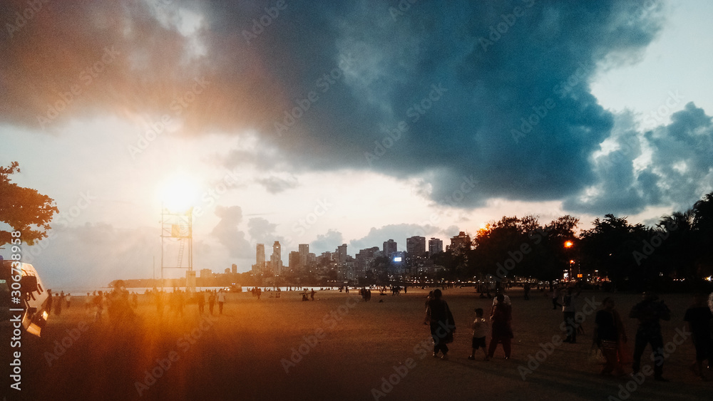 View of Mumbai chowpati beach. Stock Photo | Adobe Stock