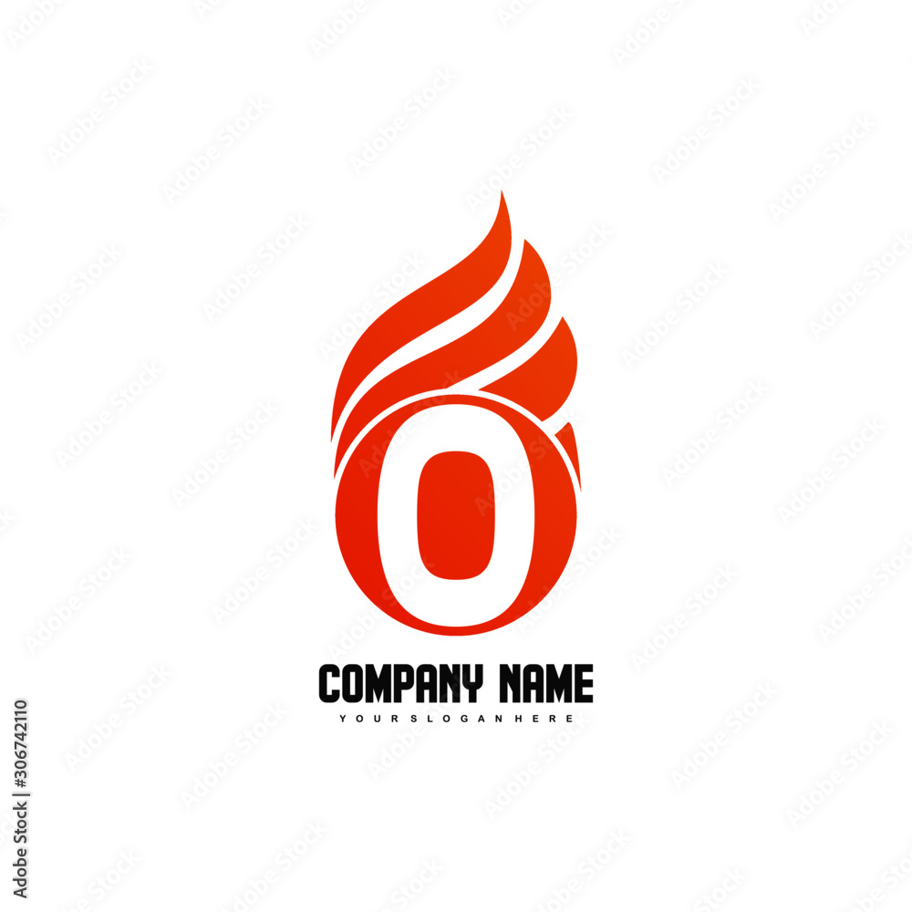 O Letter Flame Logo Design. Fire Logo Lettering Concept Stock Vector ...