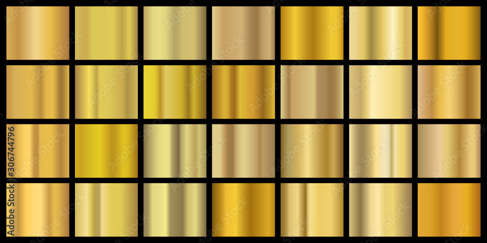 Golden gradients. Shiny metal texture for banner and background, yellow ...