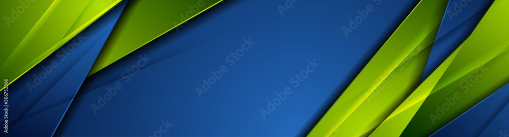 High contrast blue and green glossy stripes. Abstract tech graphic ...