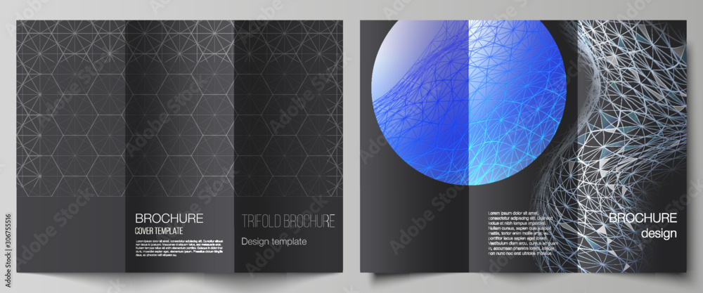 Vector layouts of creative covers design templates for trifold brochure ...