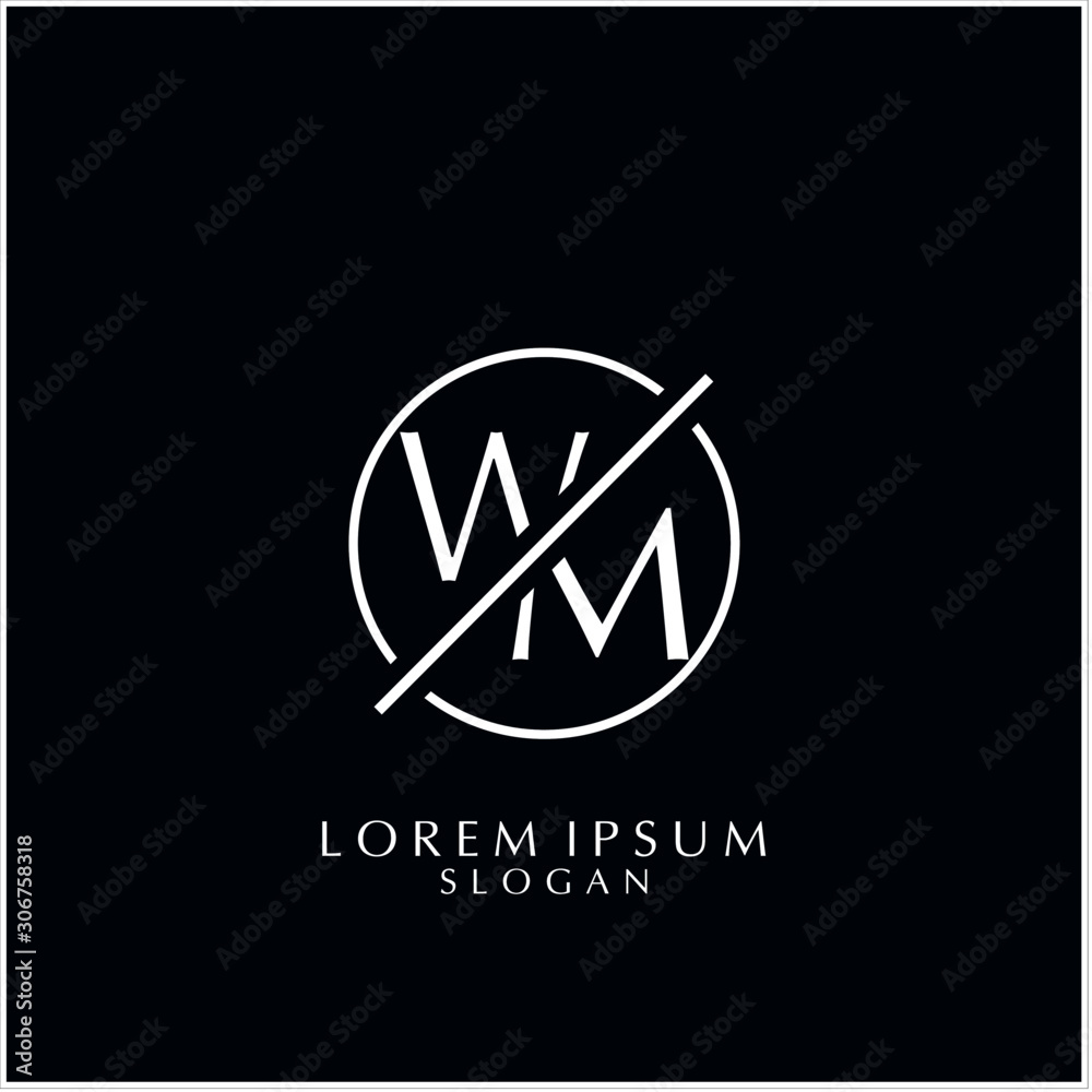Initial Letter WM Logo With circle Template Vector. Stock Vector ...