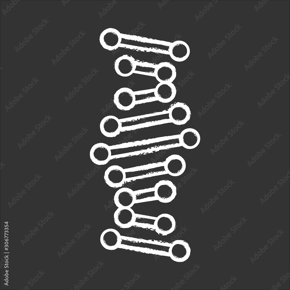 DNA helix chalk icon. Connected dots, lines. Deoxyribonucleic, nucleic ...