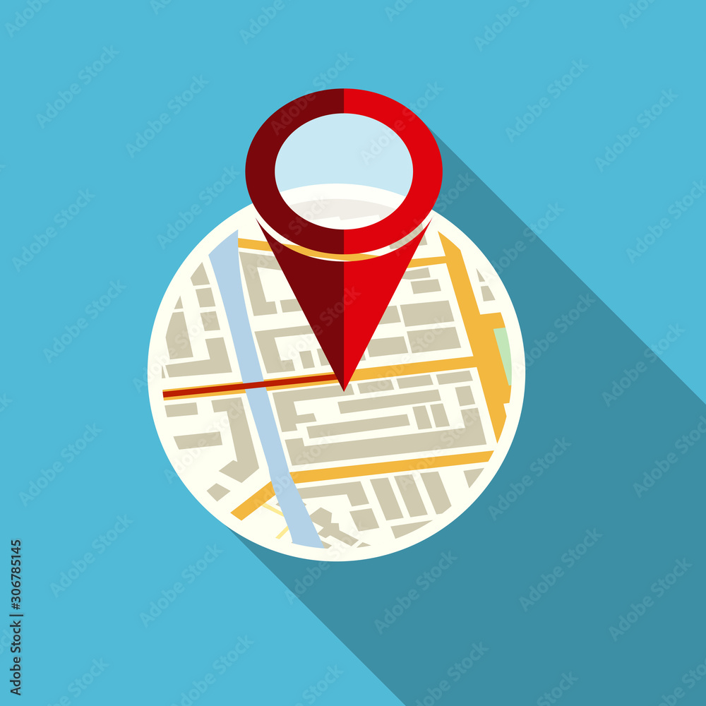 Abstract circle generic city or suburb map with roads, buildings, river ...