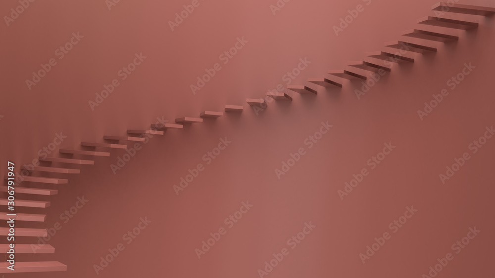 3d render, pink spiral stairs, steps, cylinder, abstract background in ...