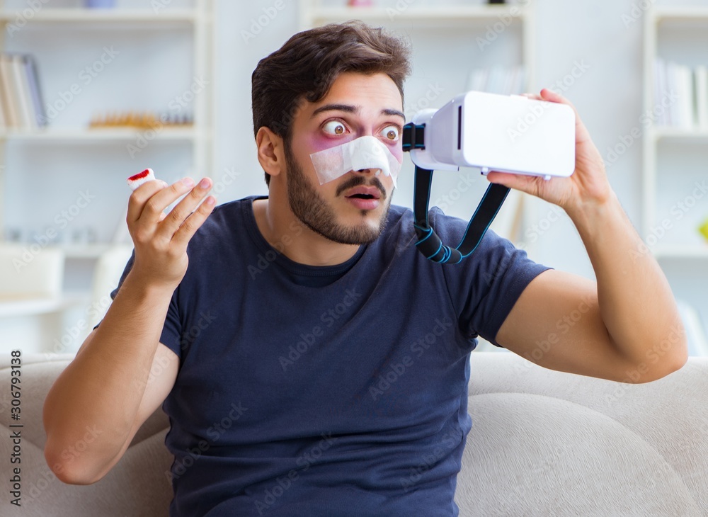 Young man defeated in sports game suffered loss with broken blee Stock ...