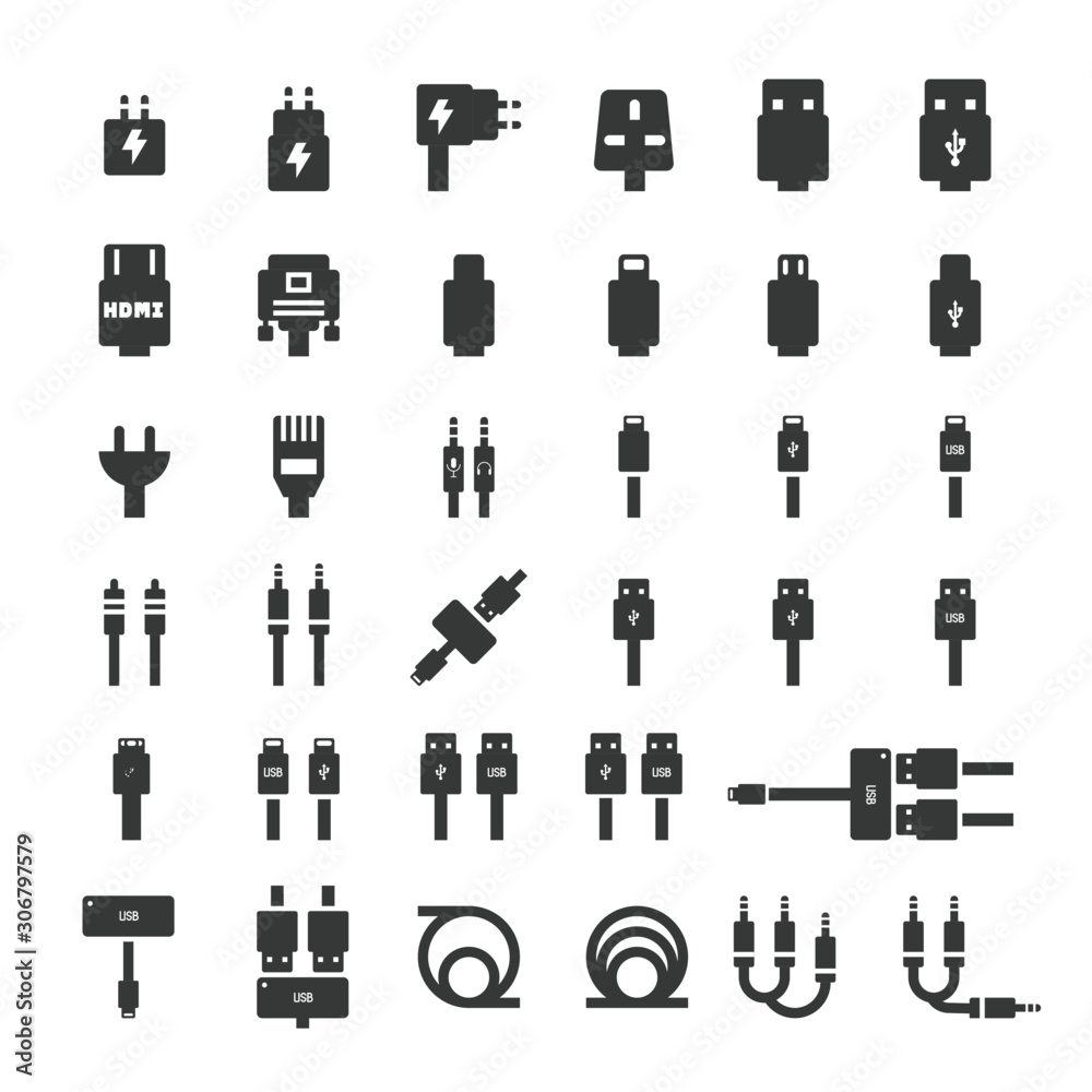 cable icons set vector illustration Stock Vector | Adobe Stock