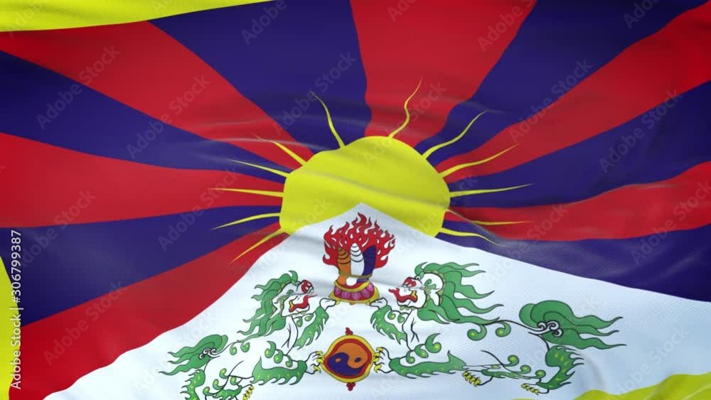 Tibet flag waving in the wind with highly detailed fabric texture. Seamless loop Stock Video ...