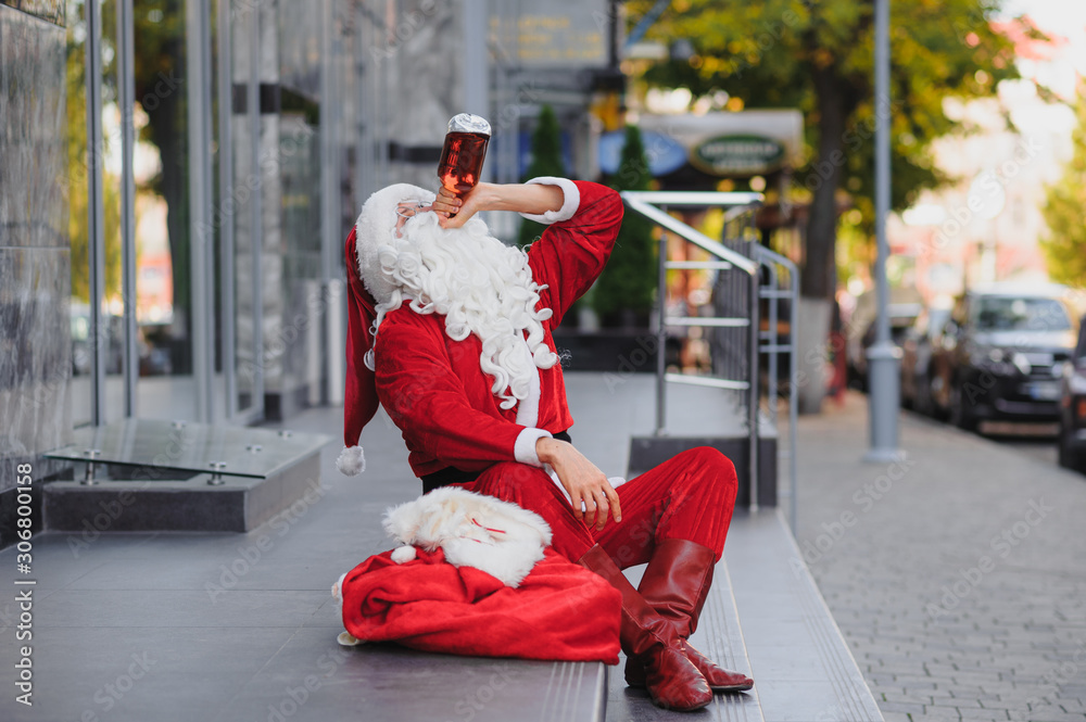 Santa Drinking Whiskey
