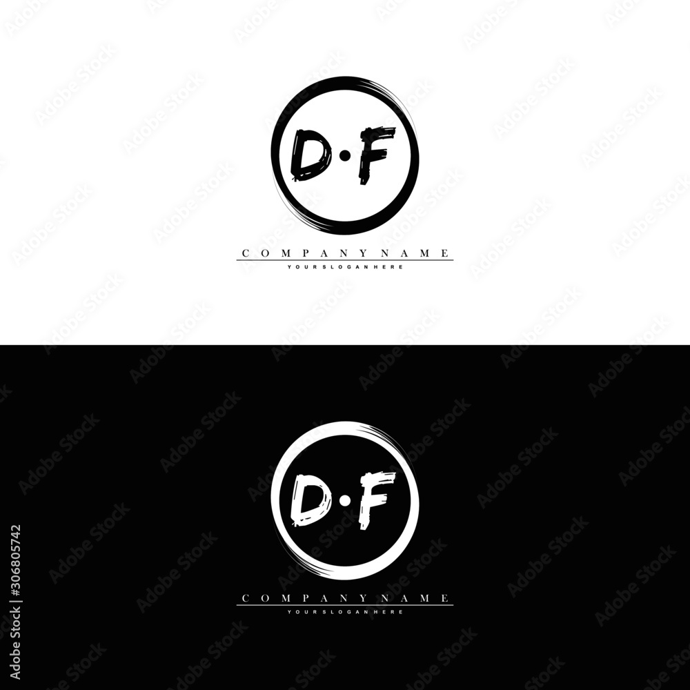 Initial letter DF circle brush logo template vector. Stock Vector ...