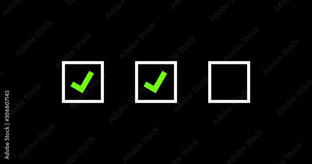 Vidéo Stock green check mark sign tick in blank white square check ...